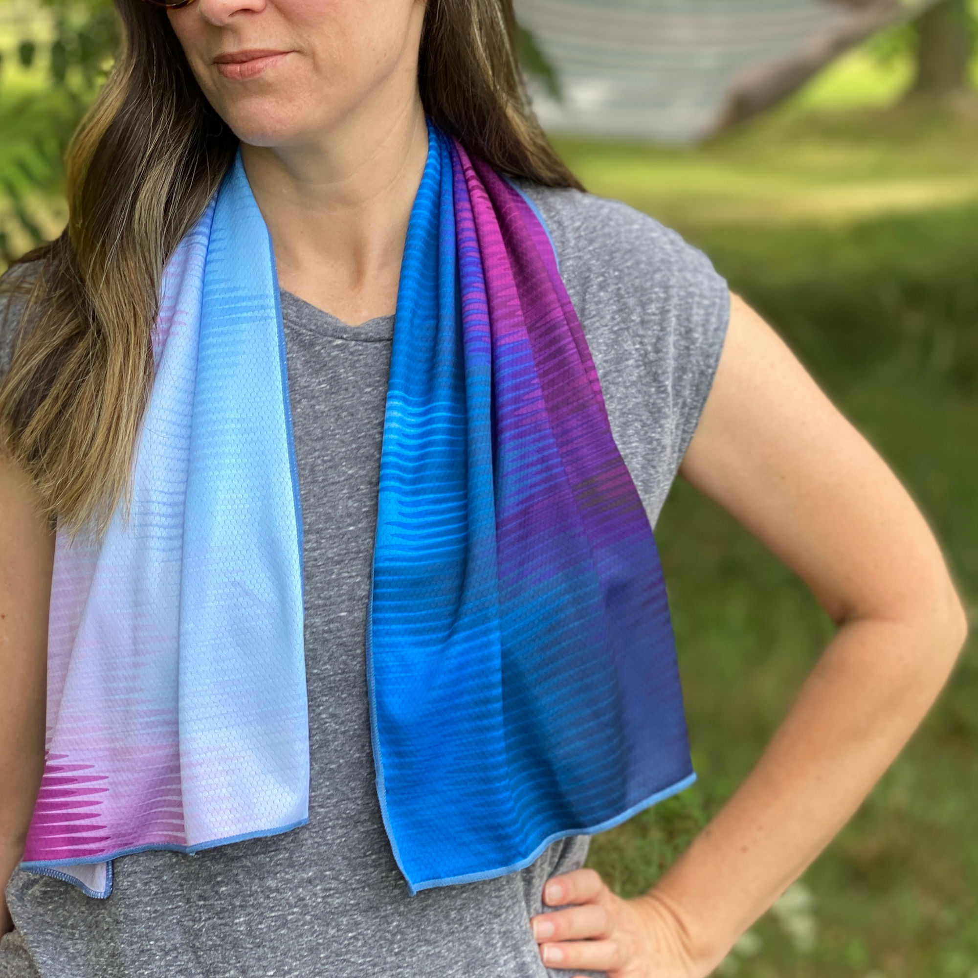 Extended Cooling Towel - Blue Purple Wave (40"x12") – SHAKEitCOOL